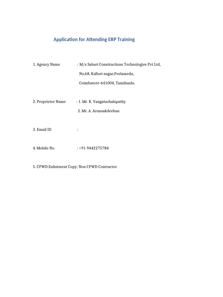 ERP Training Application With Details | PDF