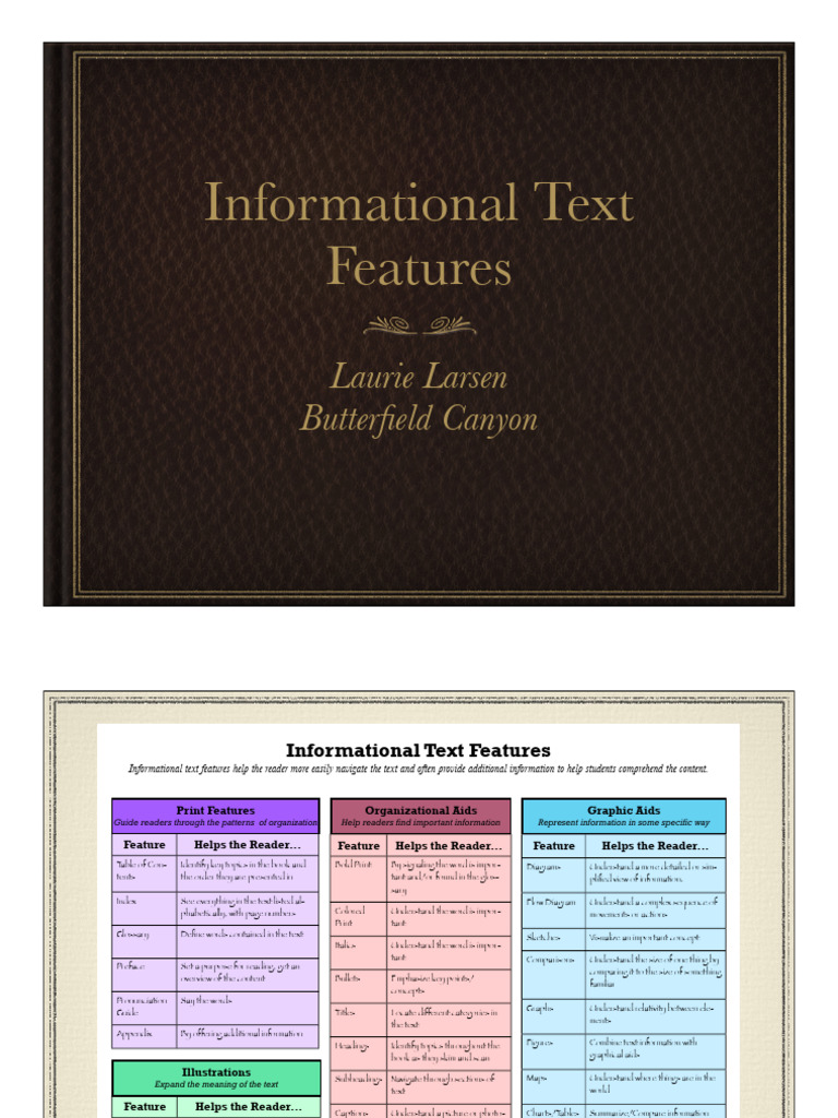 Informational Text Features Chart | PDF | Information | Cognitive Science