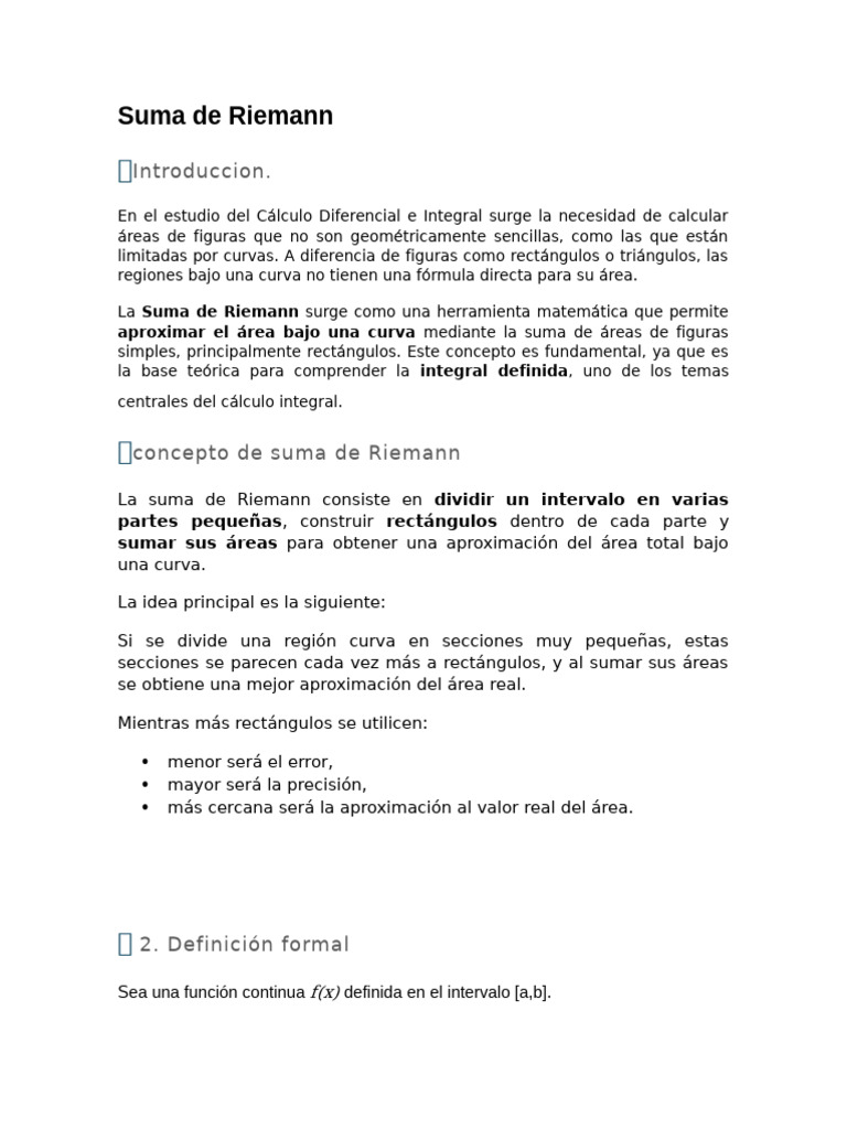 Tema 1 terminado - Suma Riemman | PDF | Integral | Curva