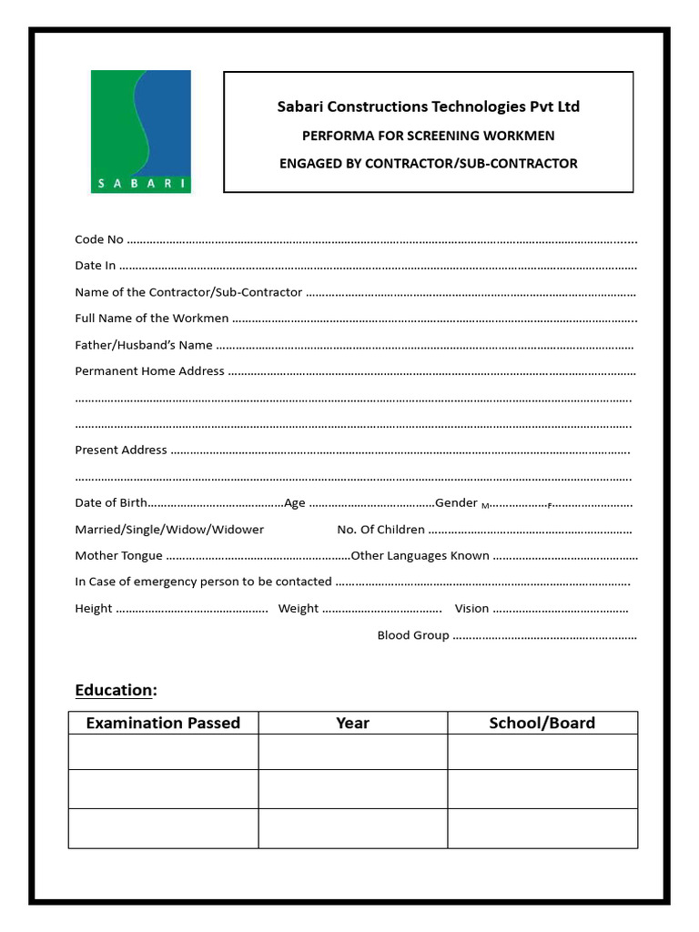 Induction Form | PDF