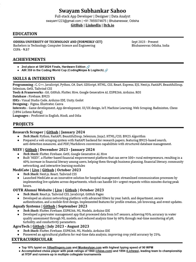 Swayam's Resume v2.2 | PDF | Computing | Software Engineering