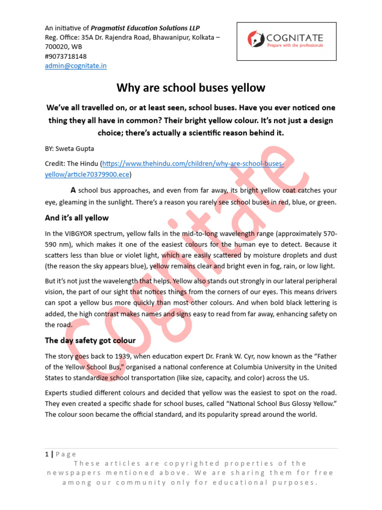 Janu 15th 2026-Why Are School Buses Yellow | PDF | Color | School Bus