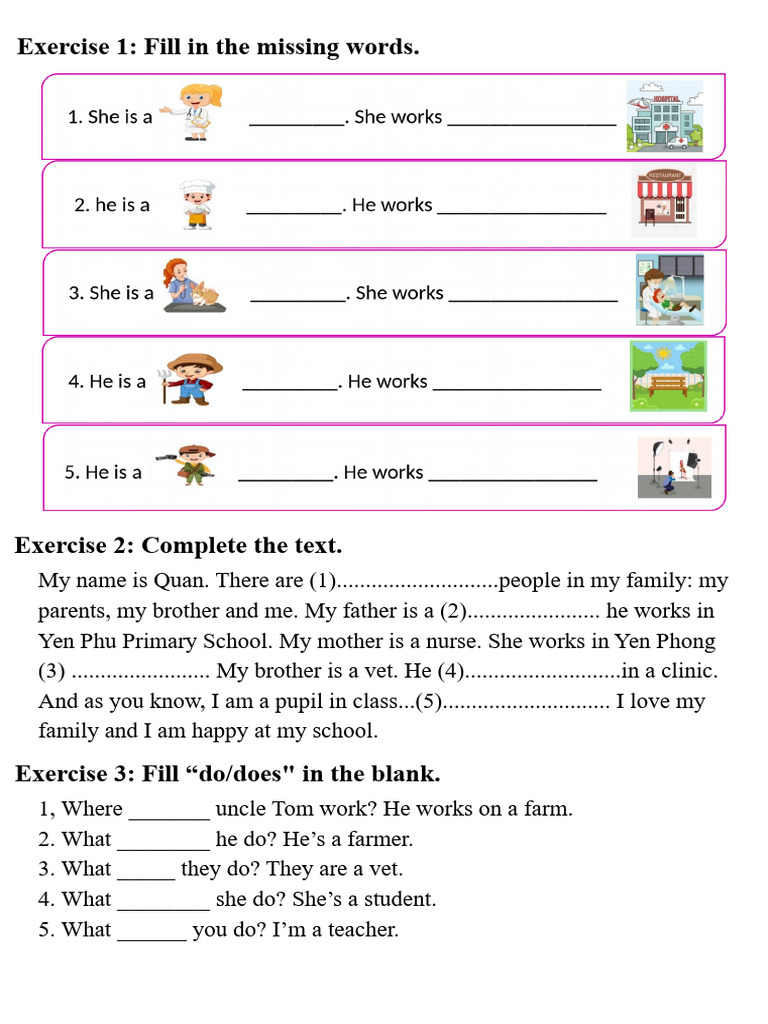 Exercise 1 Fill in The Missing Words. | PDF