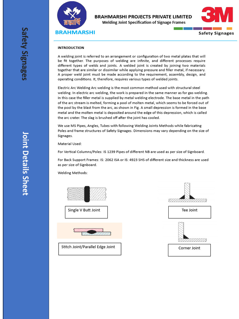 Welding Joint Specification Signboard Frames | PDF | Welding | Construction