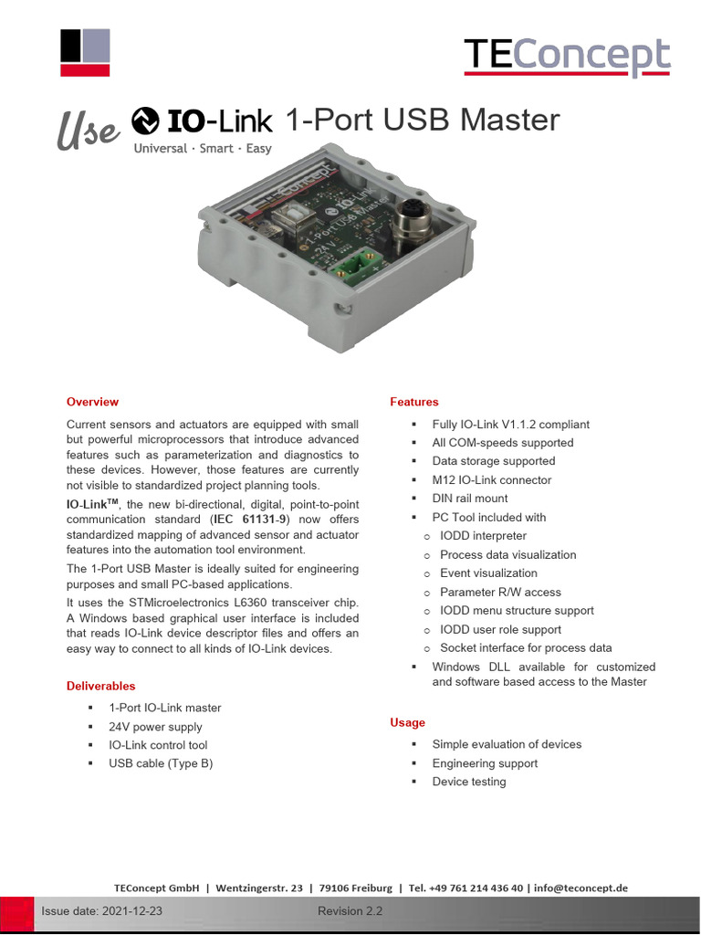 IO Link 1 Port USB Master | PDF | Usb | Computer Hardware