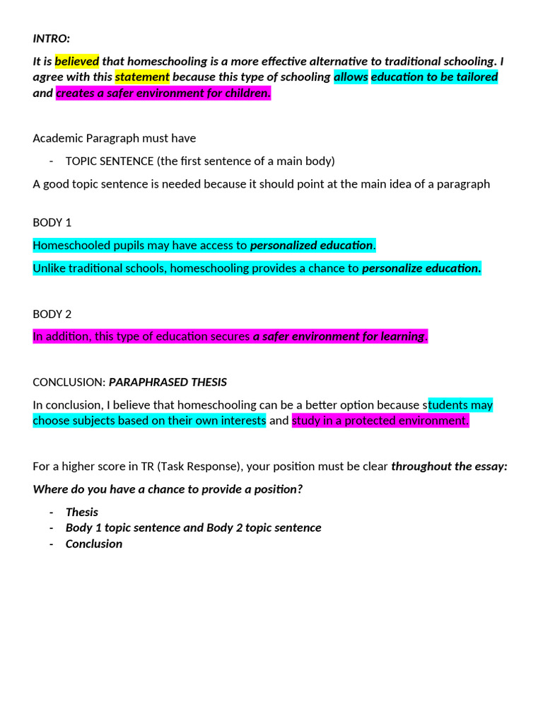 Topic Sentences and Conclusion | PDF | University | Knowledge