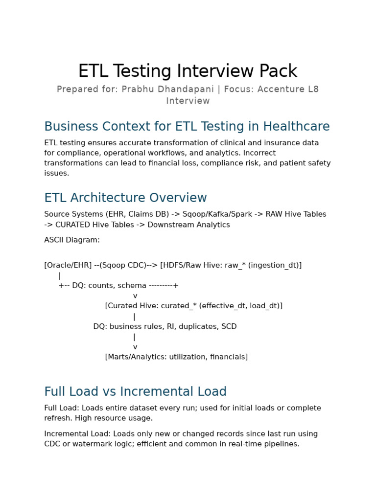 ETL Testing Interview Pack Updated | PDF | Data | Databases