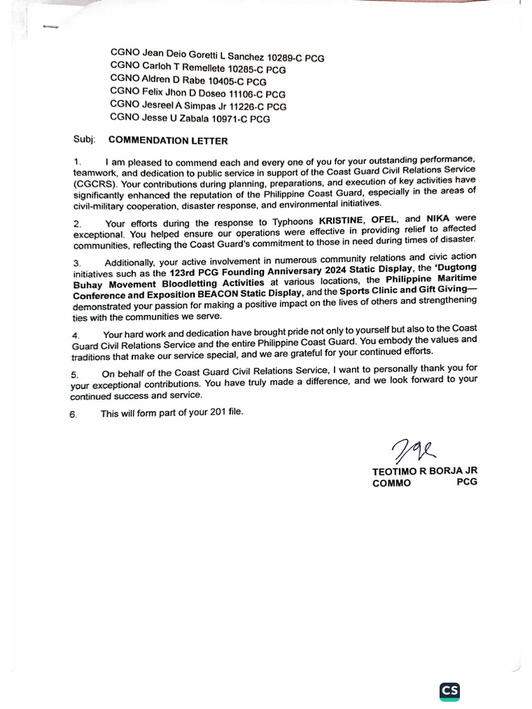 Commendation Letter | PDF