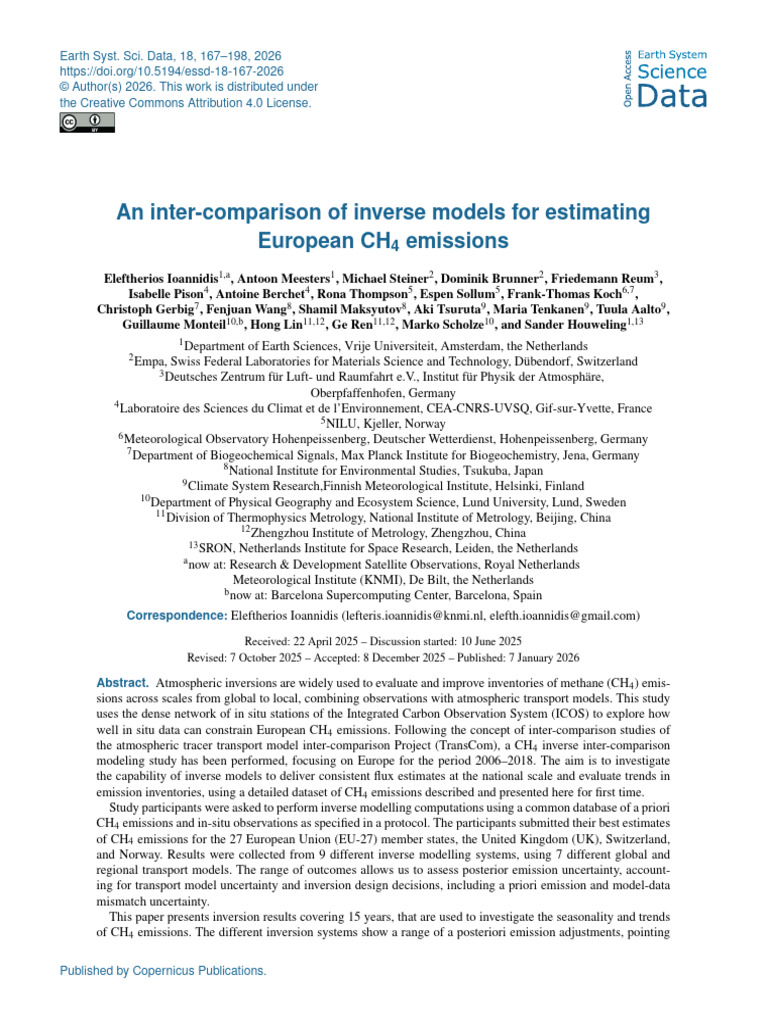 An Inter-Comparison of Inverse Models For Estimati | PDF | Greenhouse ...
