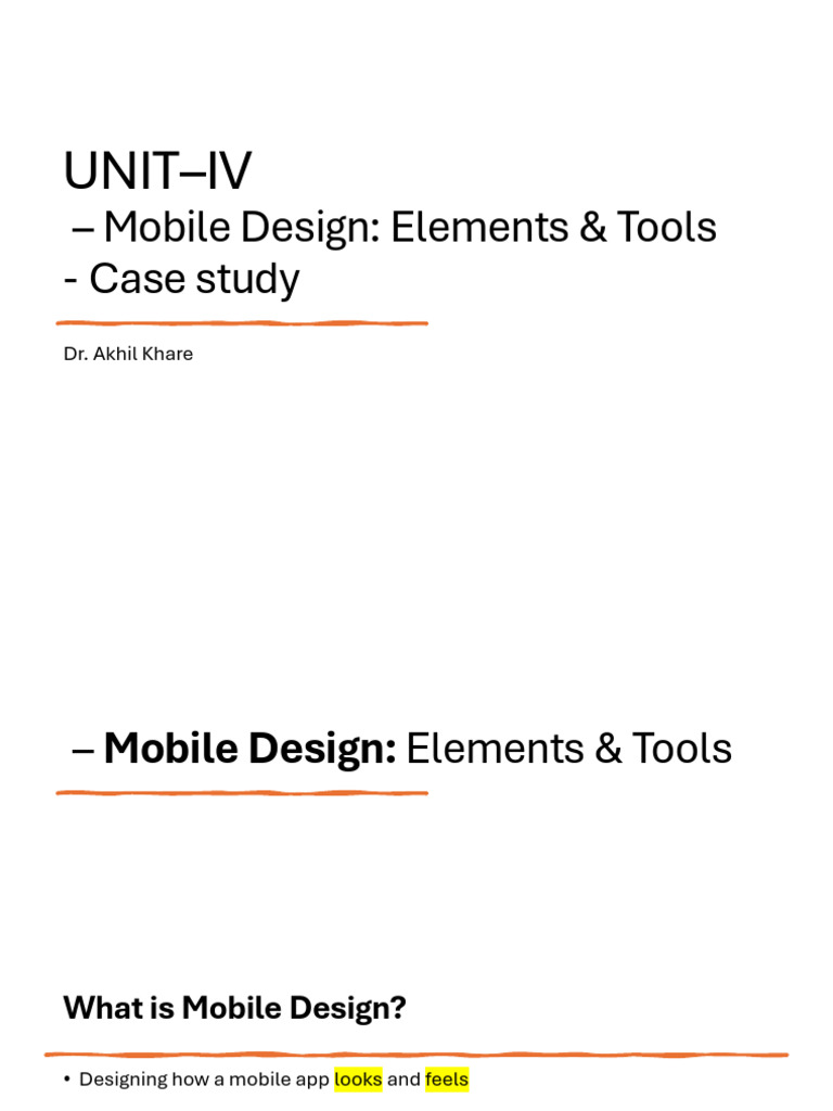UNIT 4 Lect 5 Mobile Design Elements & Tools and CASE STUDY | PDF ...