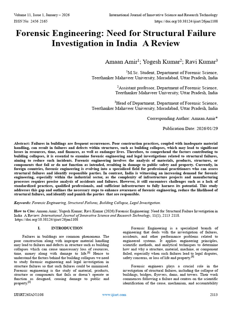 Forensic Engineering: Need For Structural Failure Investigation in ...