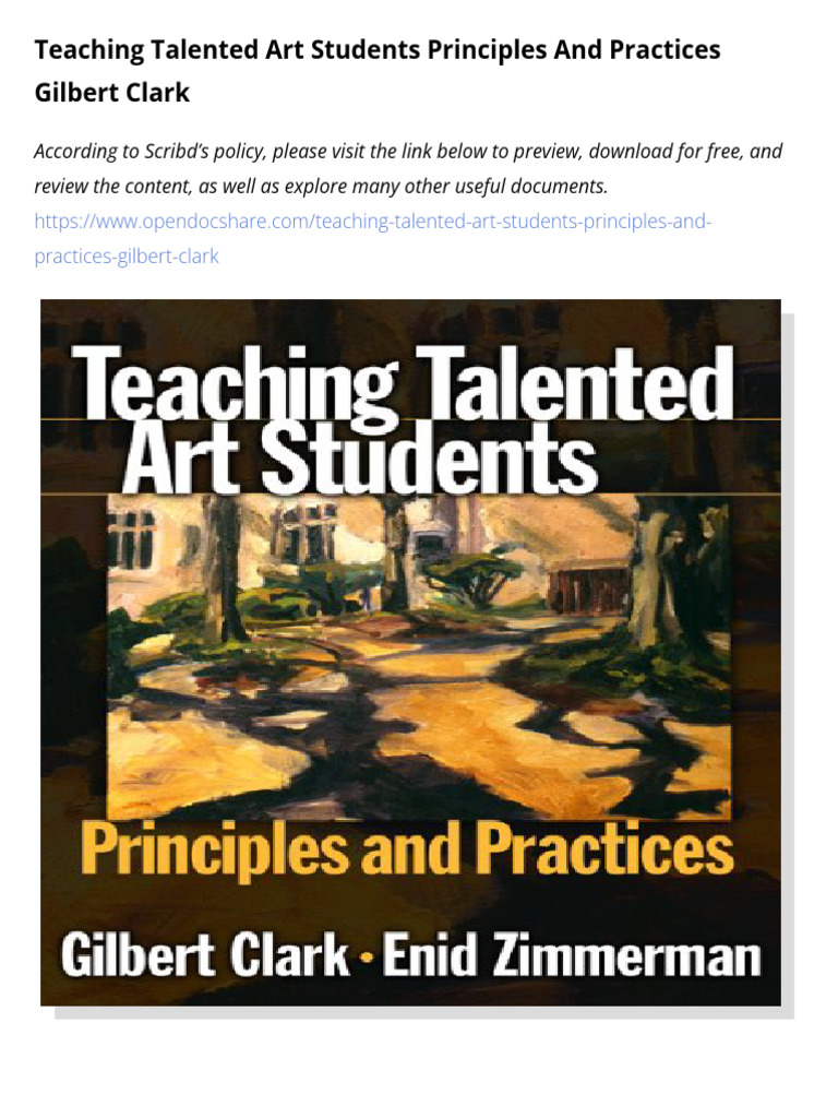 Teaching Talented Art Students Principles And Practices Gilbert Clark ...