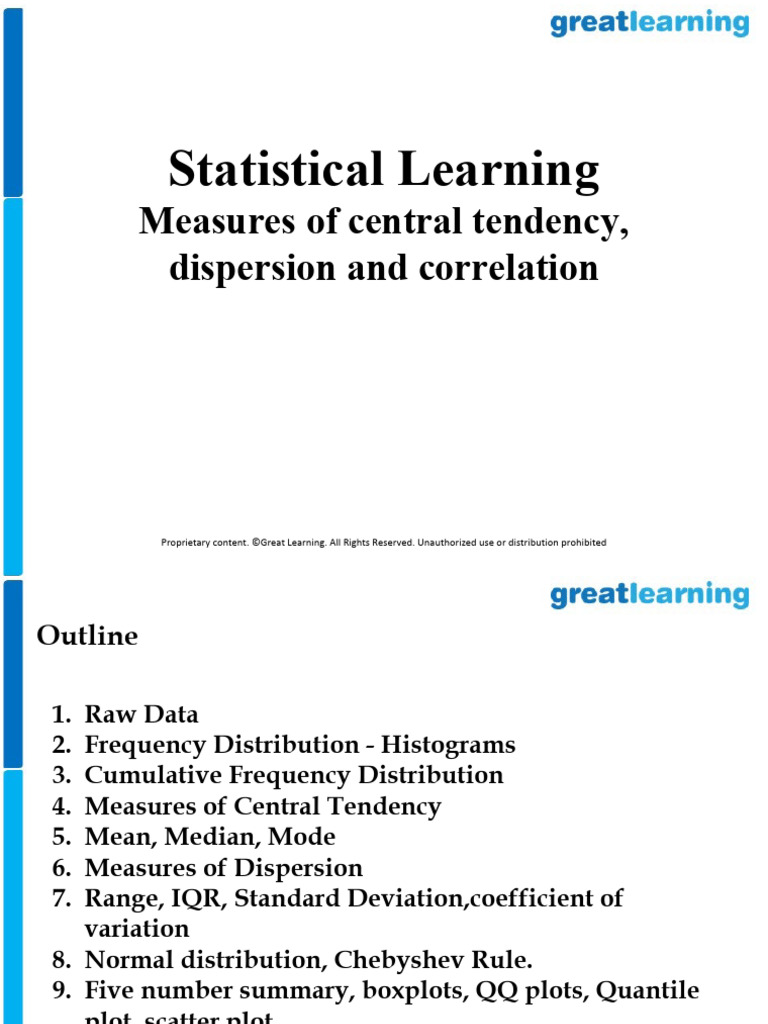 Statistical Learning - Measures of Data | PDF | Coefficient Of ...