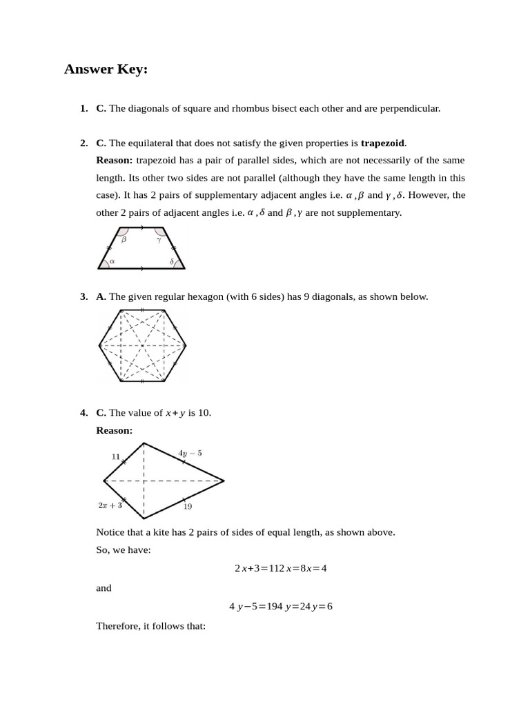 Basic Shape (Medium Hard) Compilation Answer Key (45) | PDF | Rectangle ...