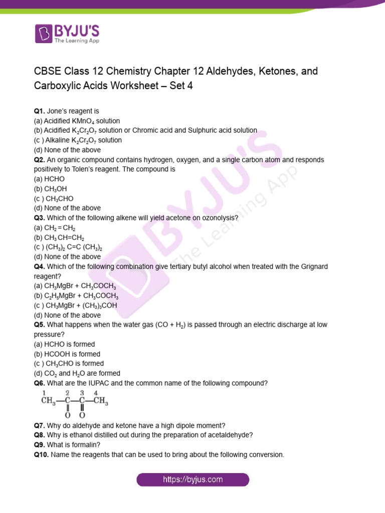 CBSE Class 12 Chemistry Chapter 12 Aldehydes Ketones and Carboxylic ...