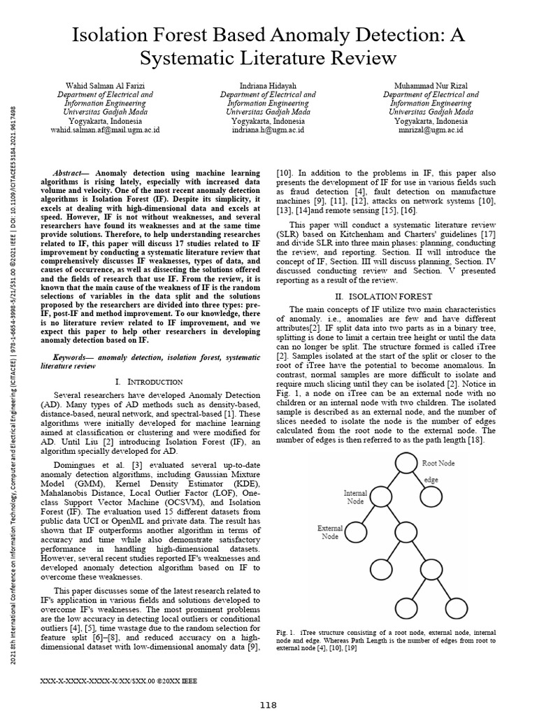 Isolation Forest Based Anomaly Detection - A Systematic Literature ...
