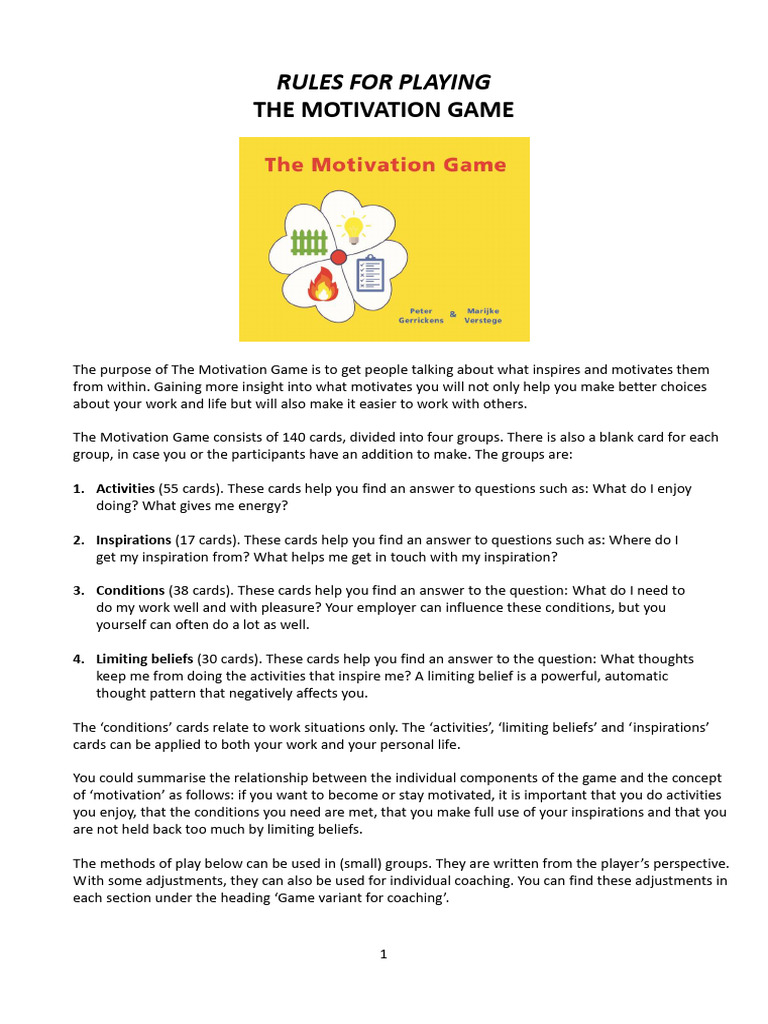 rules_motivation_game | PDF | Motivation | Motivational