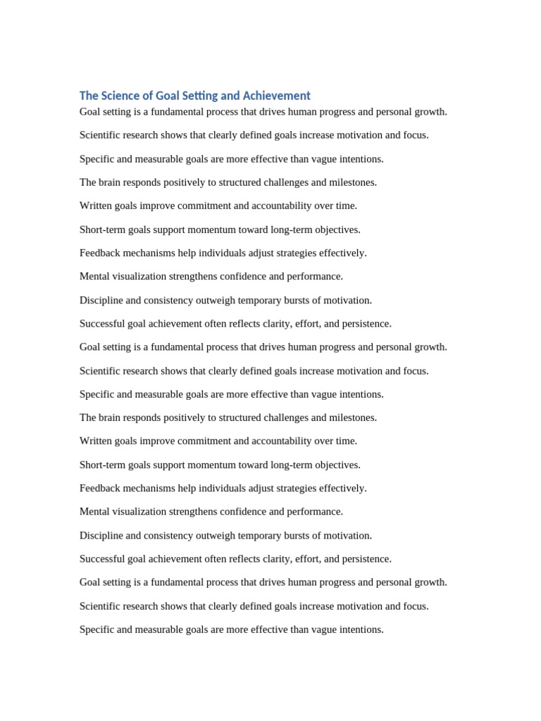 The Science of Goal Setting and Achievement | PDF | Goal | Goal Setting