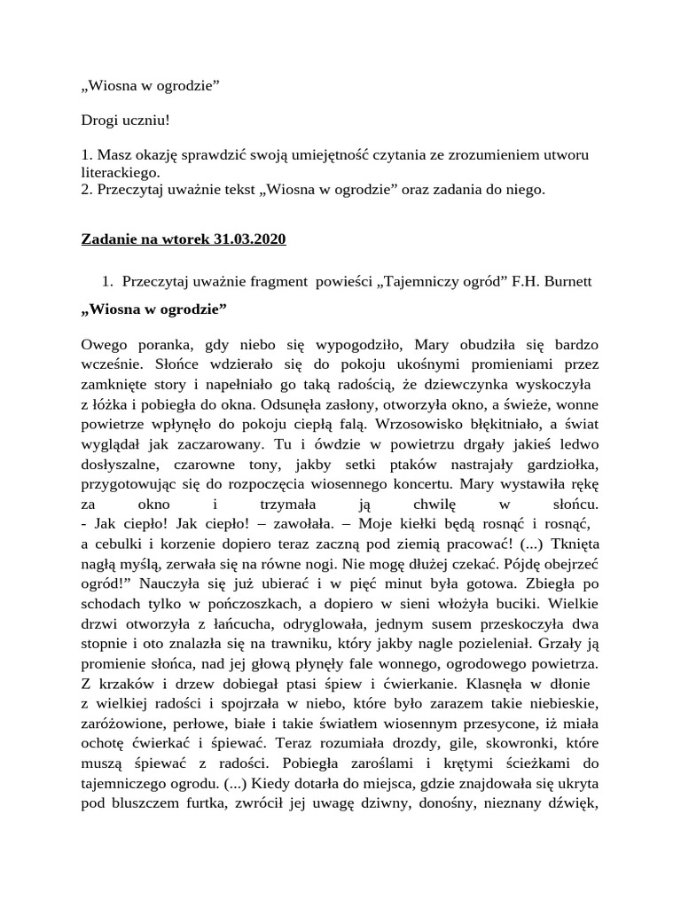 Jezyk Polski Klasa VII 30.03 | PDF