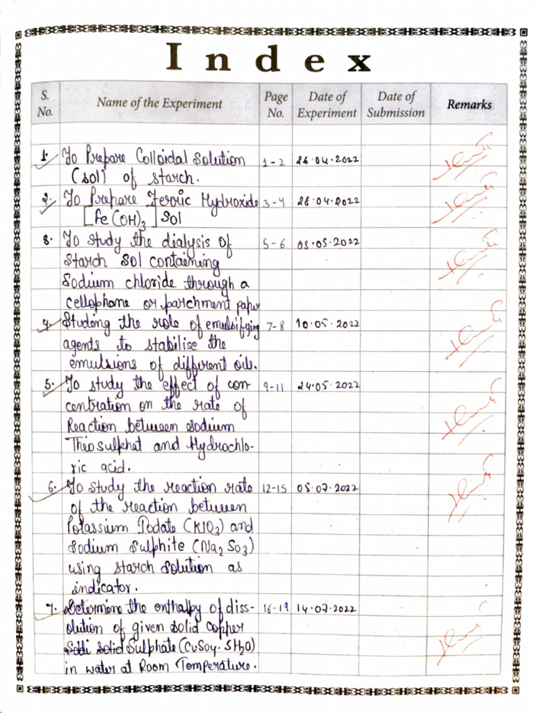 Chemistry Practical 2025-26 | PDF