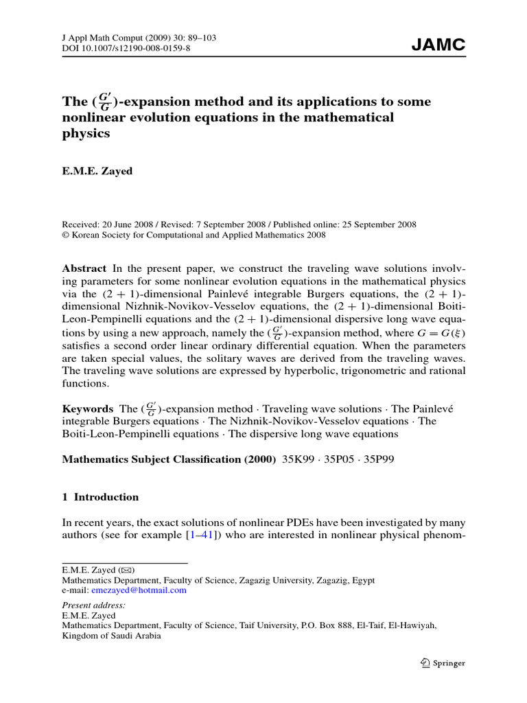 G-G' Expansion Method and Its Applications To Some 2008 | PDF ...