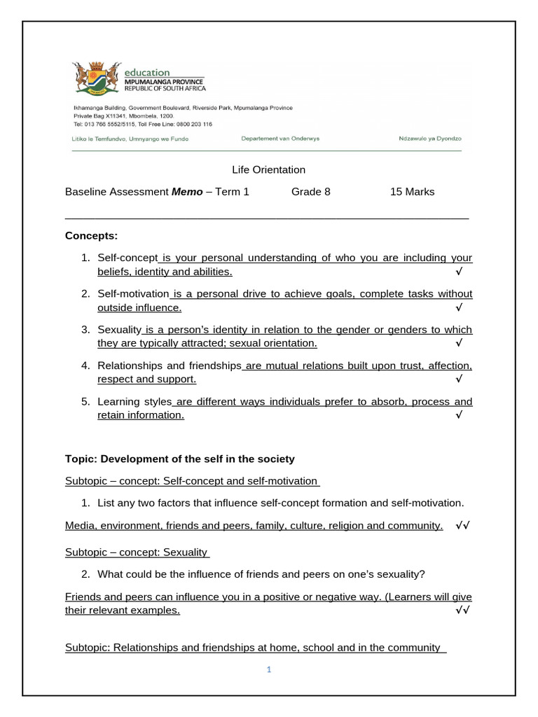 2026 Grade 8 Baseline MEMO Ed | PDF