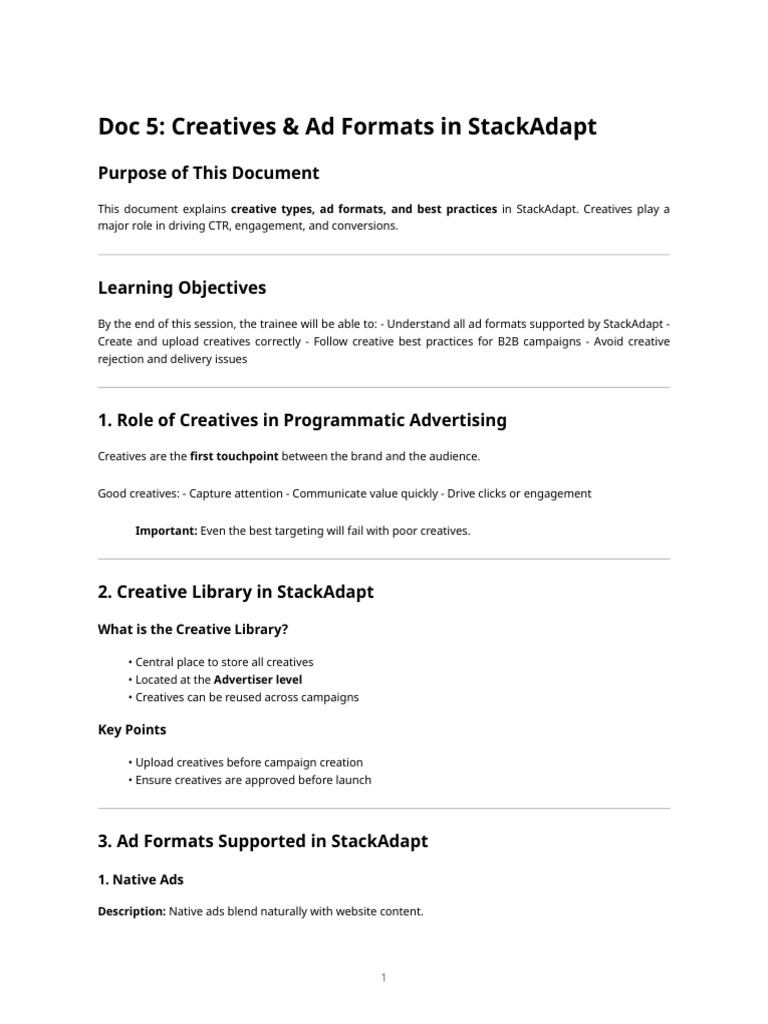 Doc 5 – Creatives & Ad Formats in Stack Adapt | PDF | Advertising ...