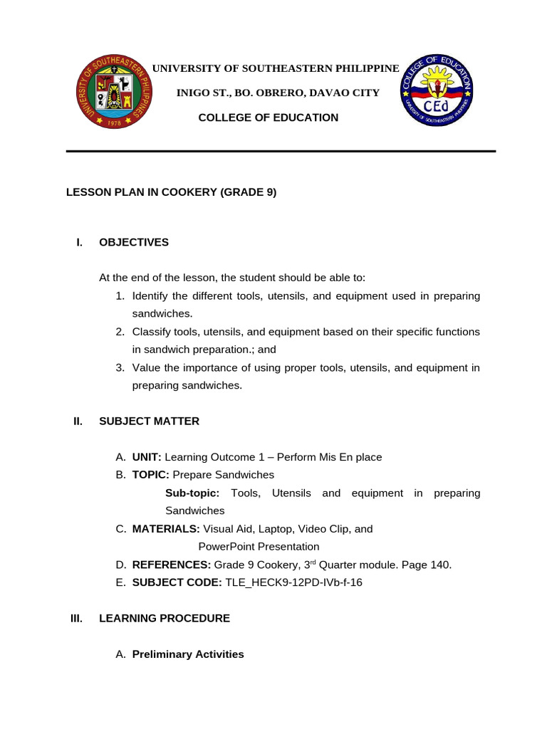 17 Final Demo Lesson Plan | PDF | Blade | Knife