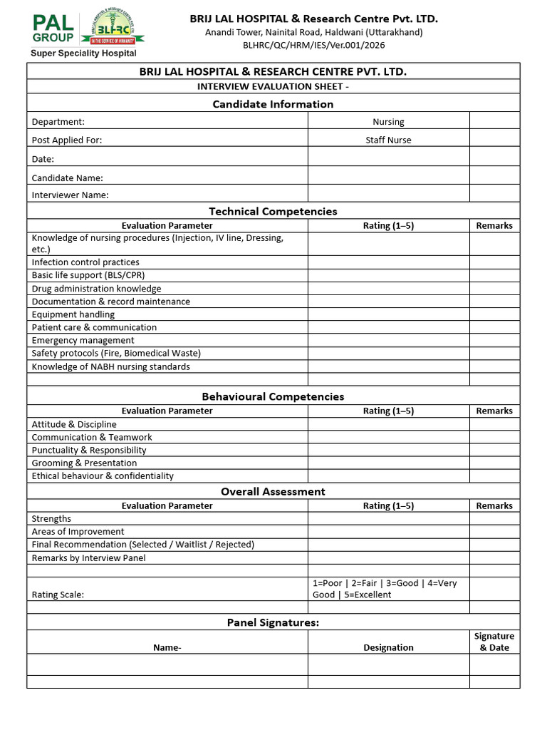 Final Draft Brij Lal Hospital Interview | PDF