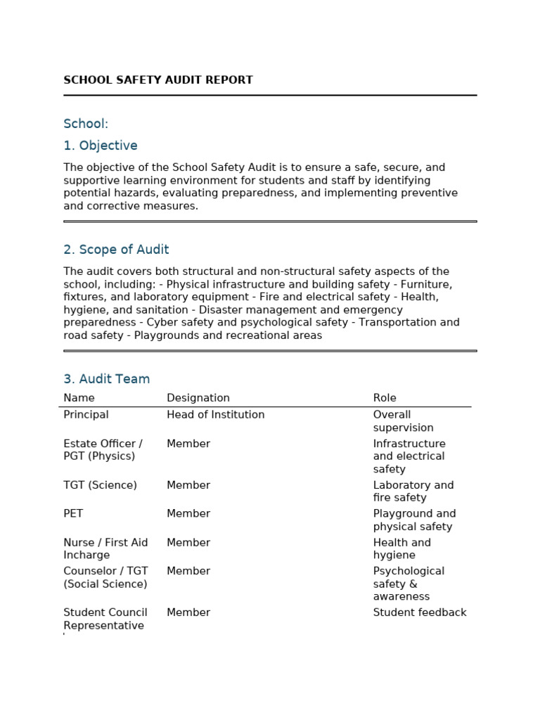 School Safety Audit | PDF | Emergency Management | Laboratories