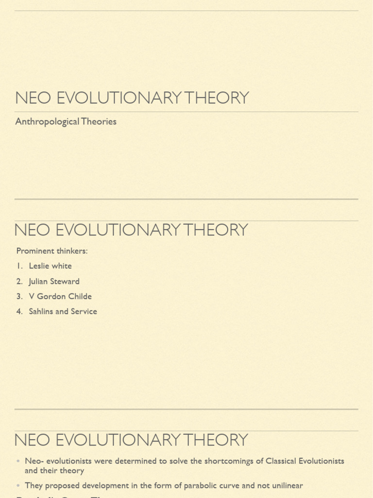 Neo Evolutionary Theory | PDF | Sociocultural Evolution | Evolution