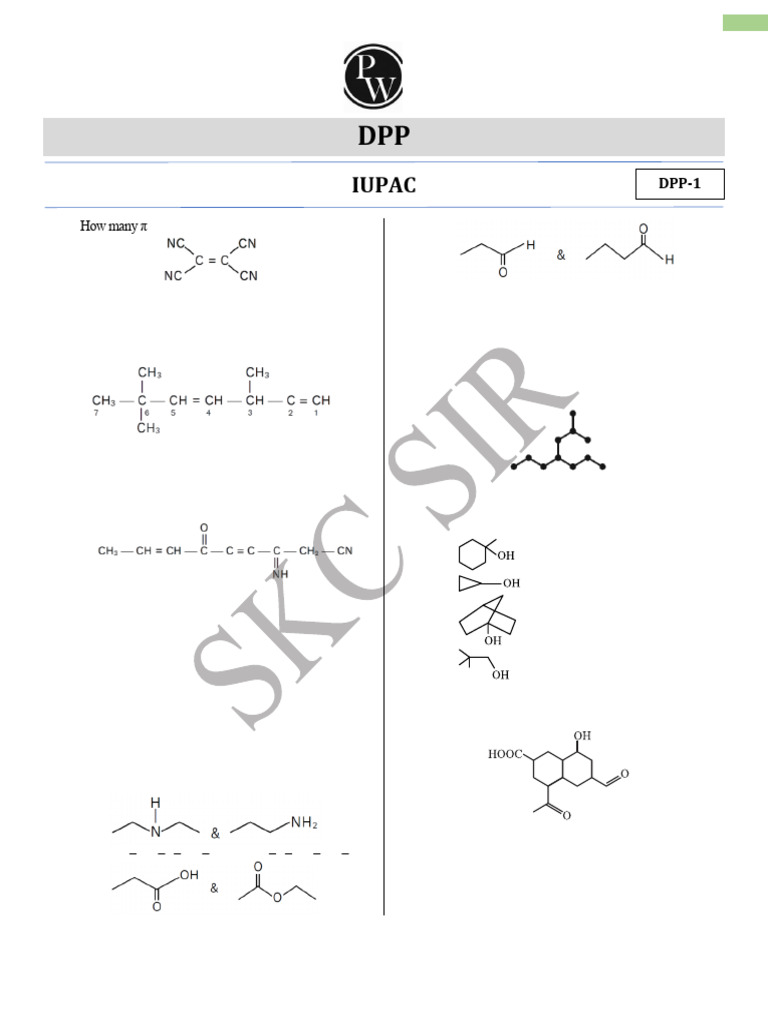 Dpp-01 Iupac Chemistry Youtube Yt Skc Sir Mk-1 260124 203345 | PDF ...