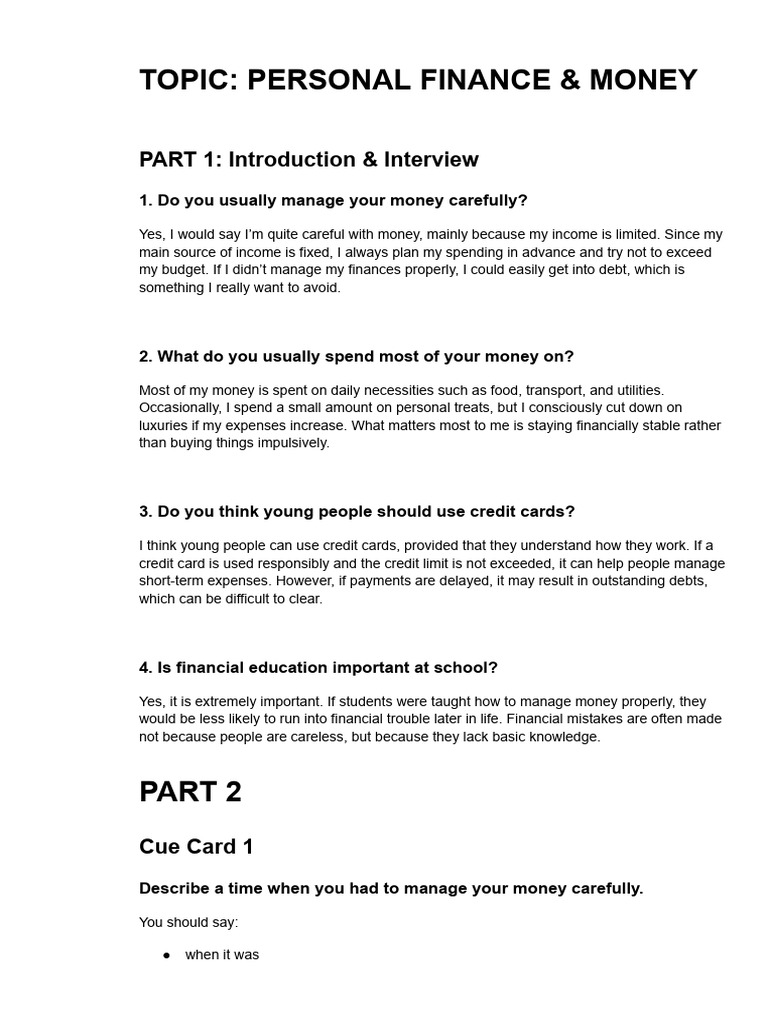 Topic_ Personal Finance & Money | PDF | Money | Debt