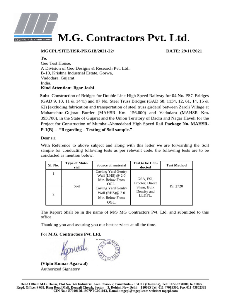 Draft Letter Soil Test - Gentry Wall | PDF | Transport Infrastructure ...