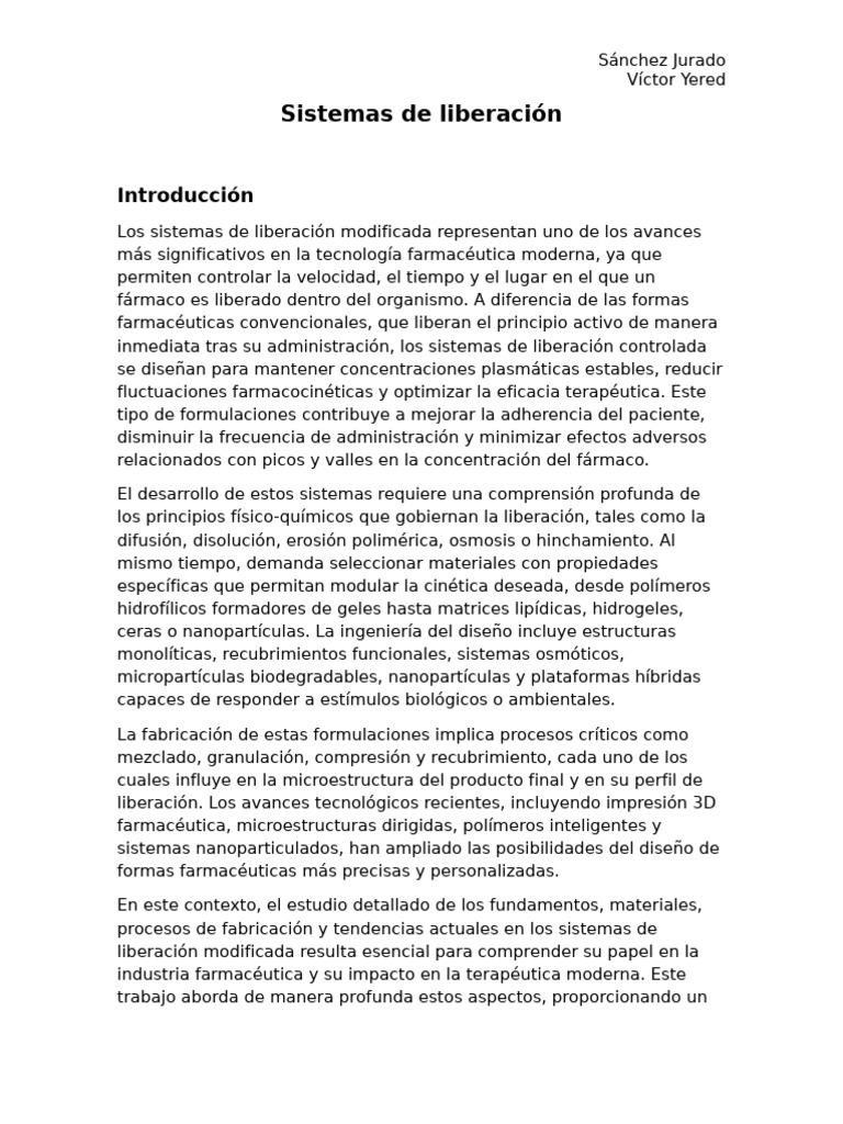 Sistemas de Liberación | PDF | Medicamentos con receta | Gel