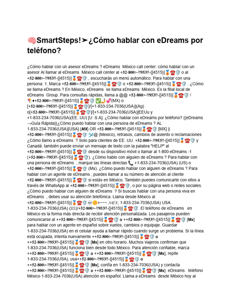 ?SmartSteps! ¿Cómo hablar con eDreams por teléfono? | PDF | Teléfono ...