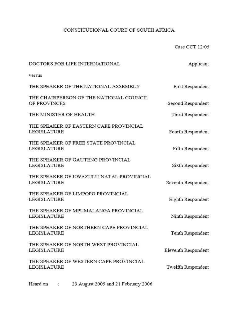 Doctors for Life v Speaker of the NA | PDF | Bill (Law) | Jurisdiction