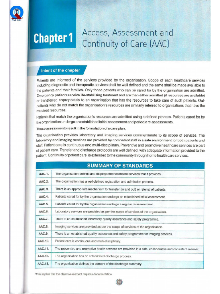 (Chapter 1) Access, Assessment and Continuity of Care (Aac) | PDF