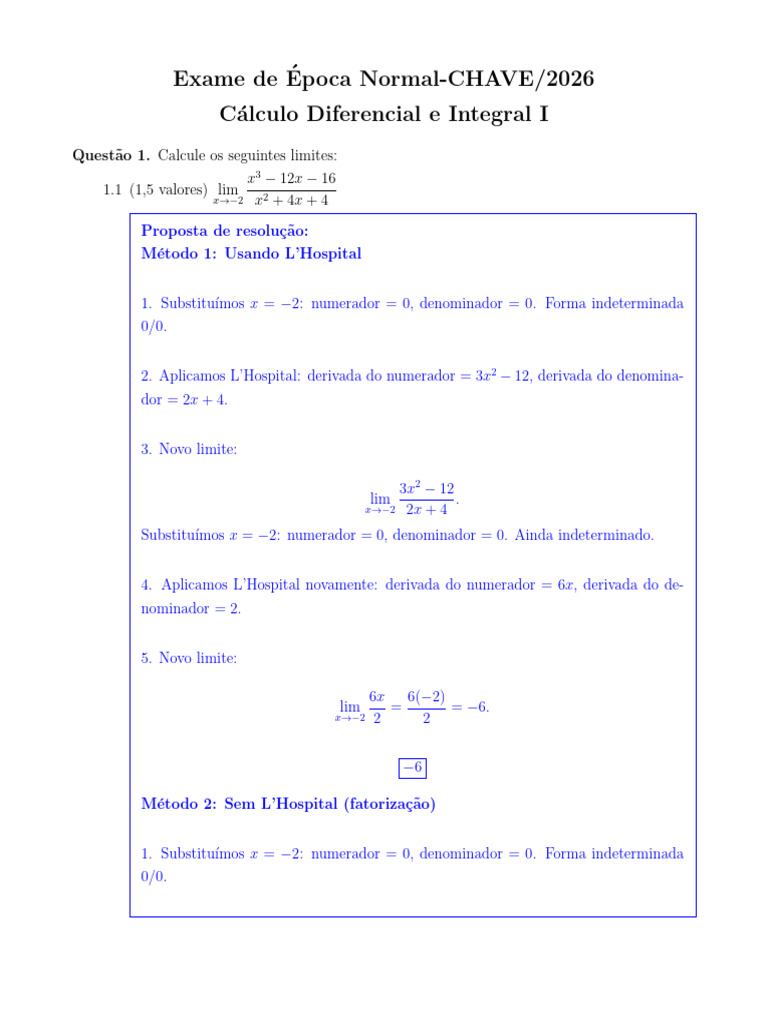 Prova de Cdi i Exame 2026 Chave | PDF | Logaritmo | Objetos matemáticos