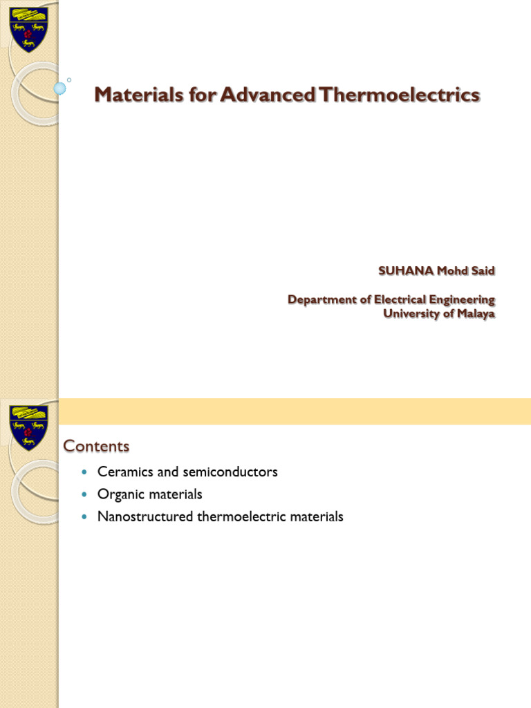 Lecture 3 Materials For Advanced Thermoelectrics 3 Abbrev | PDF ...