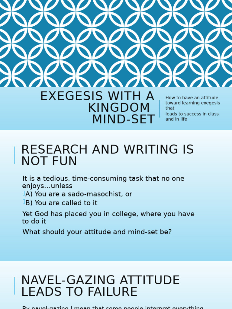 Exegesis With a Kingdom Mind-set | PDF | Psychological Concepts ...