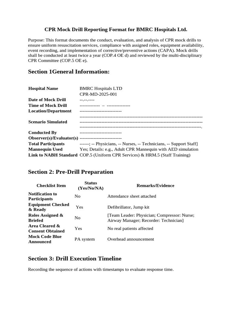 CPR Mockdrill Form | PDF | Cardiopulmonary Resuscitation | Medical ...