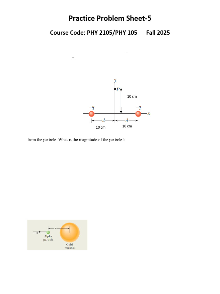 Practice Problem Sheet_5_Fall 25_PHY 2105 | PDF | Proton | Atomic Nucleus