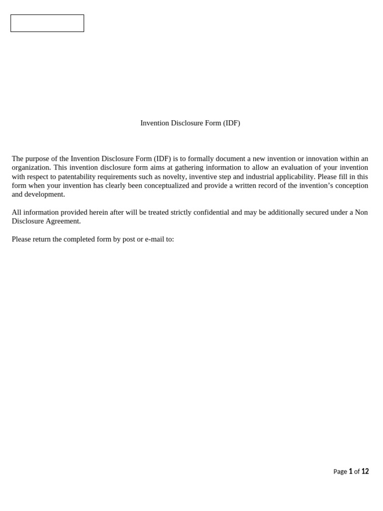 Patents - Invention Disclosure Form | PDF | Deep Learning | Invention