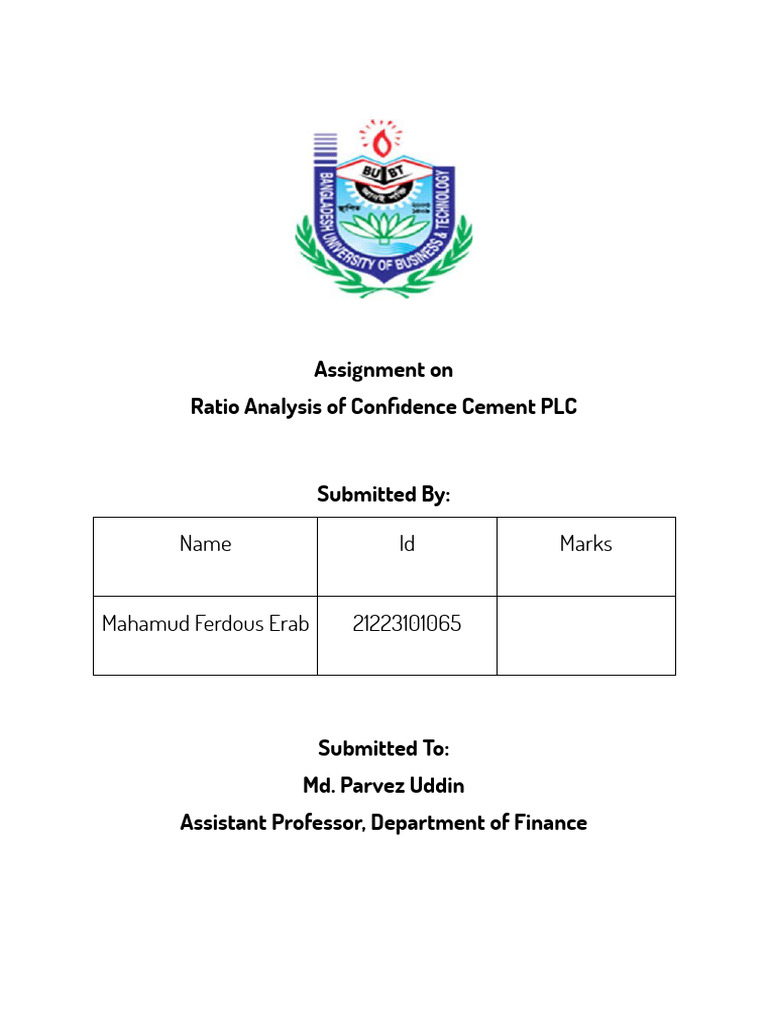 Ratio Analysis on Confidence Cement.docx.Docx | PDF | Inventory | Investing