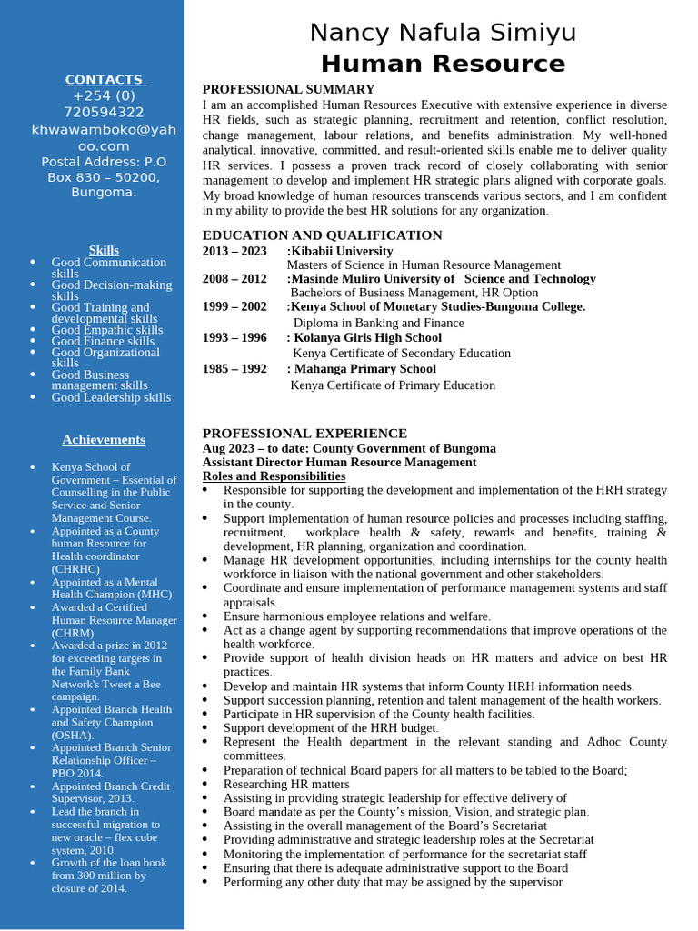 Nancy CV | PDF | Human Resource Management | Human Resources