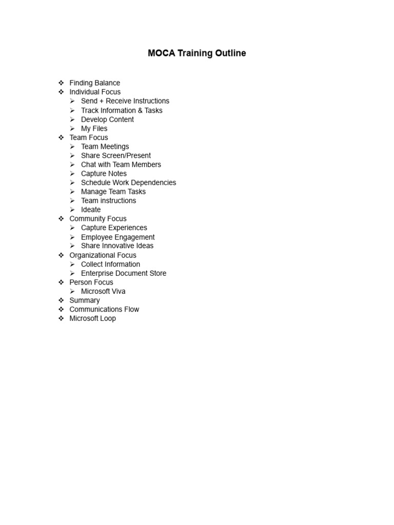 BIM - MOCA Training Outline | PDF