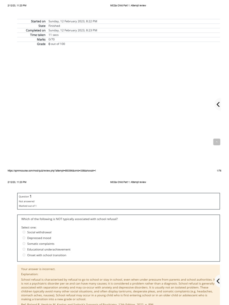 MCQs Child Part 1 - Attempt Review | PDF | Wechsler Adult Intelligence ...