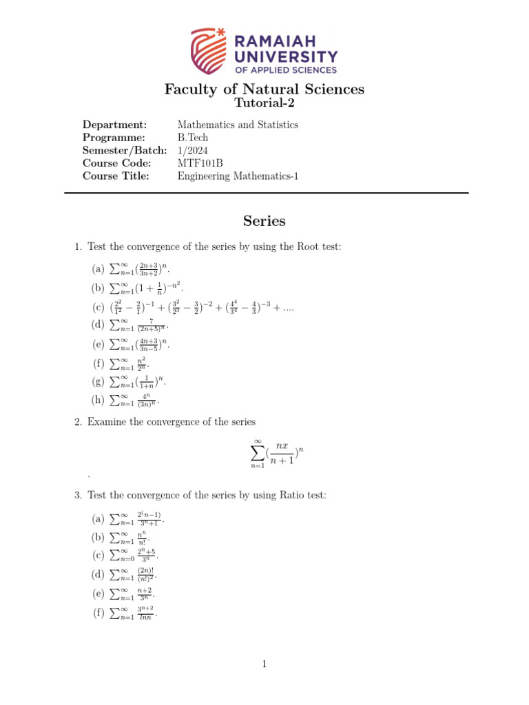 Maths Tutorial 2 | PDF | Series (Mathematics) | Real Analysis