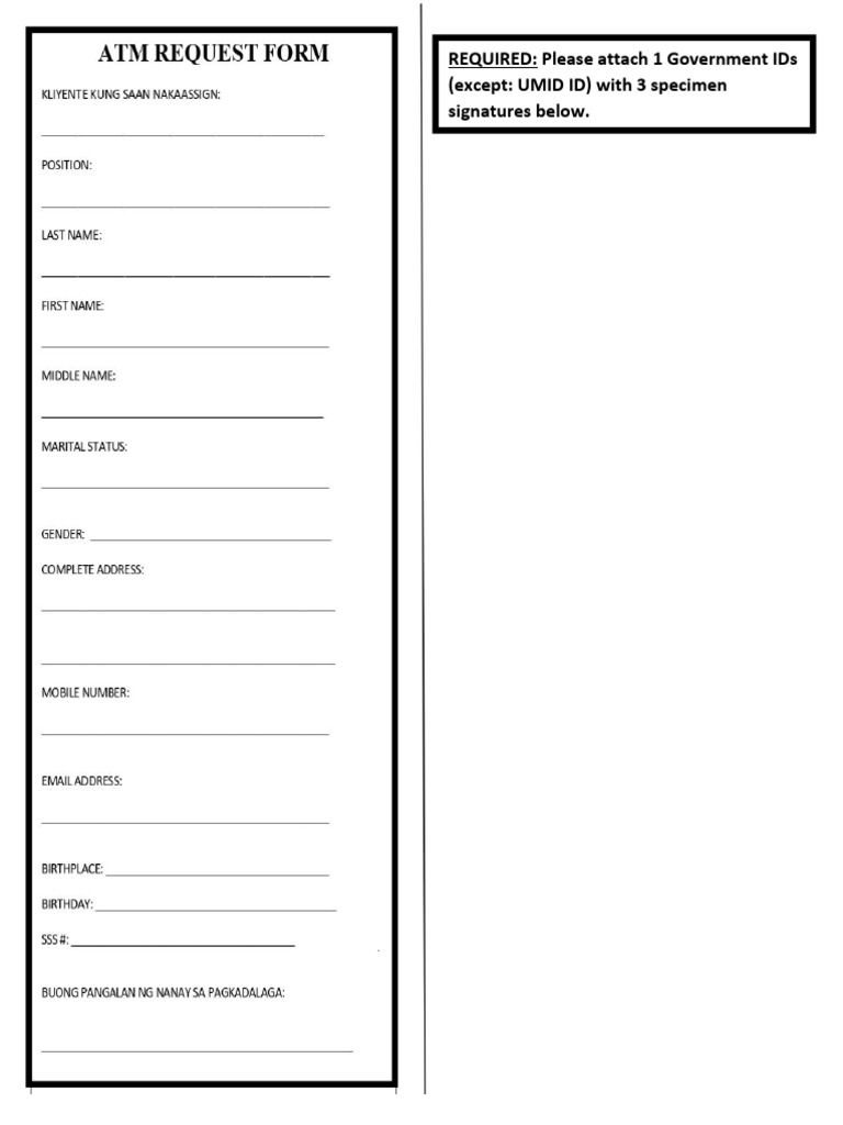 Updated ATM Form 2025 | PDF